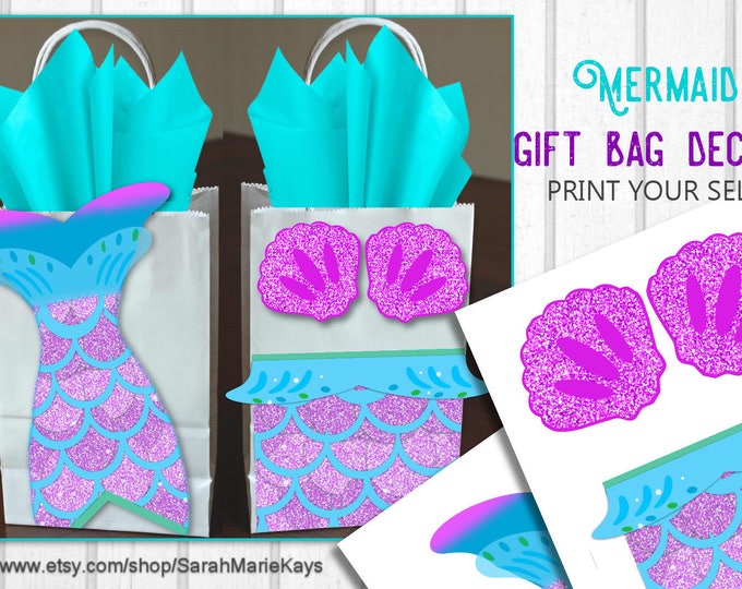 24 Mermaid Party Favor Bags, Goodie Bags, Treat Bags, Mermaid Gift Bags ...
