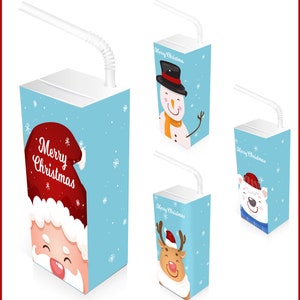 Christmas Juice Box Labels, 4 Label Pack, Printable Santa Juice Box ...