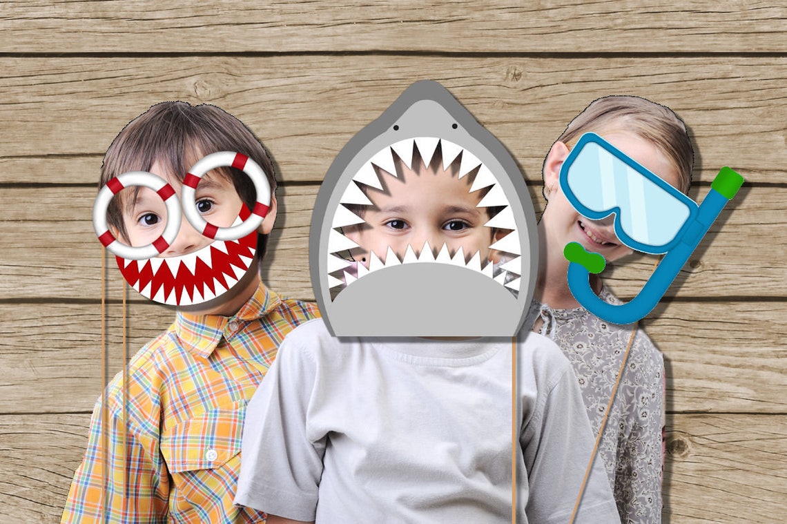 Shark Printable Photo Booth Props Shark Birthday Photo Booth - Etsy