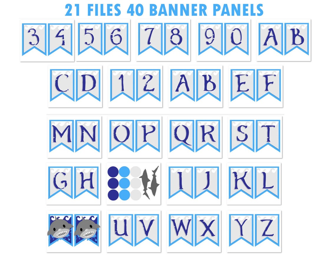Shark Birthday Party Printable Banner, Shark Birthday Party, Shark ...