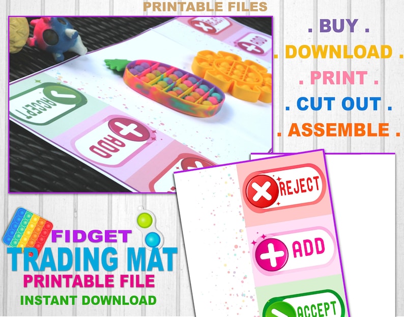 Fidget Trading Mat Printable Pop It Party Decor Pop It - Etsy Ireland