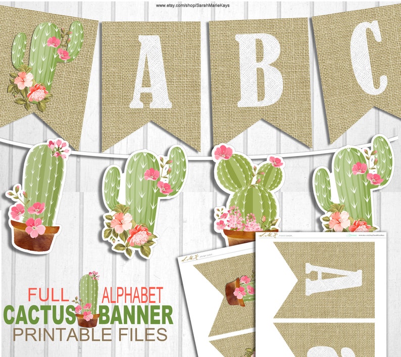 Cactus Full Alphabet Banner, Printable Cactus Banner, Boho Banner ...