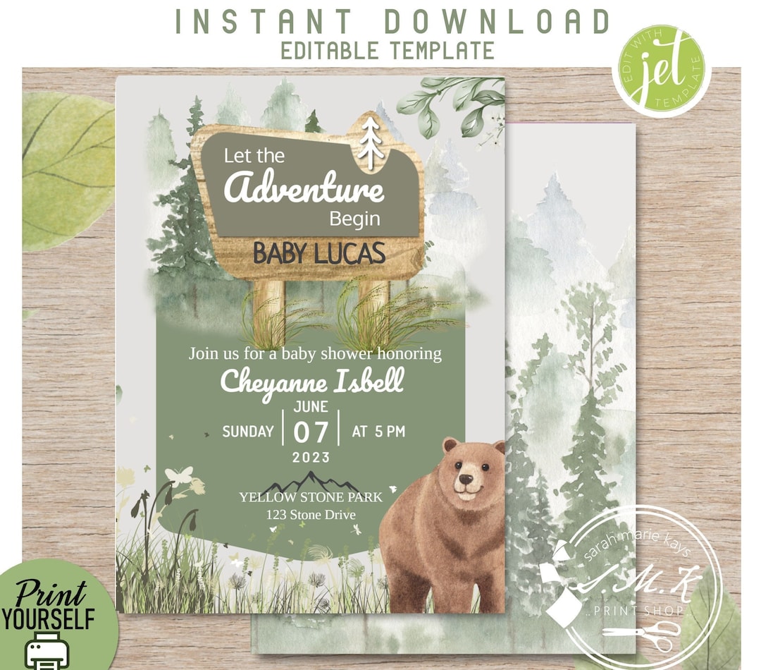 Editable National Park Invitation, Little Explorer, Adventure Awaits ...