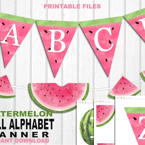 Watermelon Flag Full Alphabet Banner, One in A Melon Banner Full ...