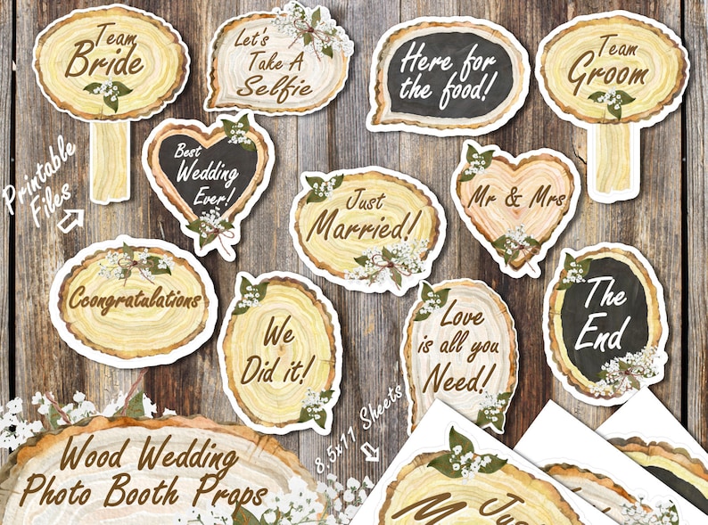 Rustic Wedding Printable Photo Booth Props 10 Country Wedding | Etsy