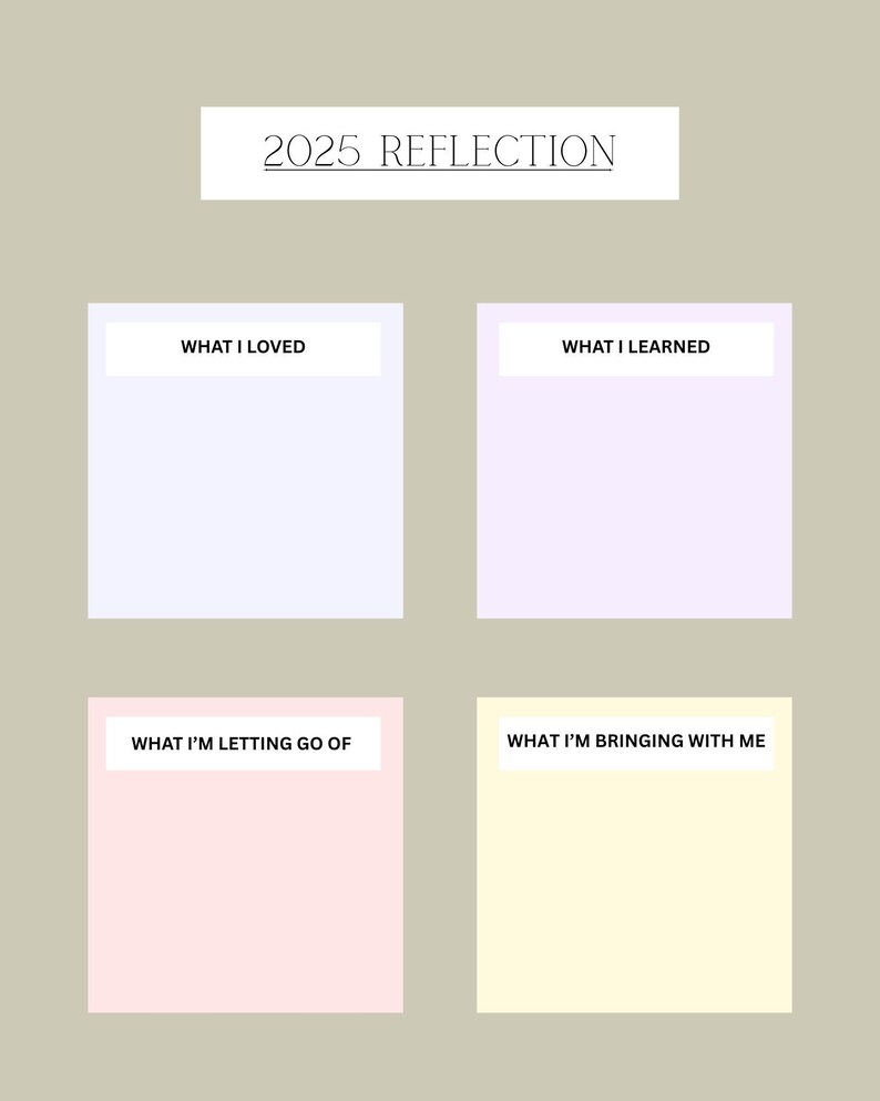 2025 Reflection Worksheet Printable | Year-end Journal Page | New Year ...