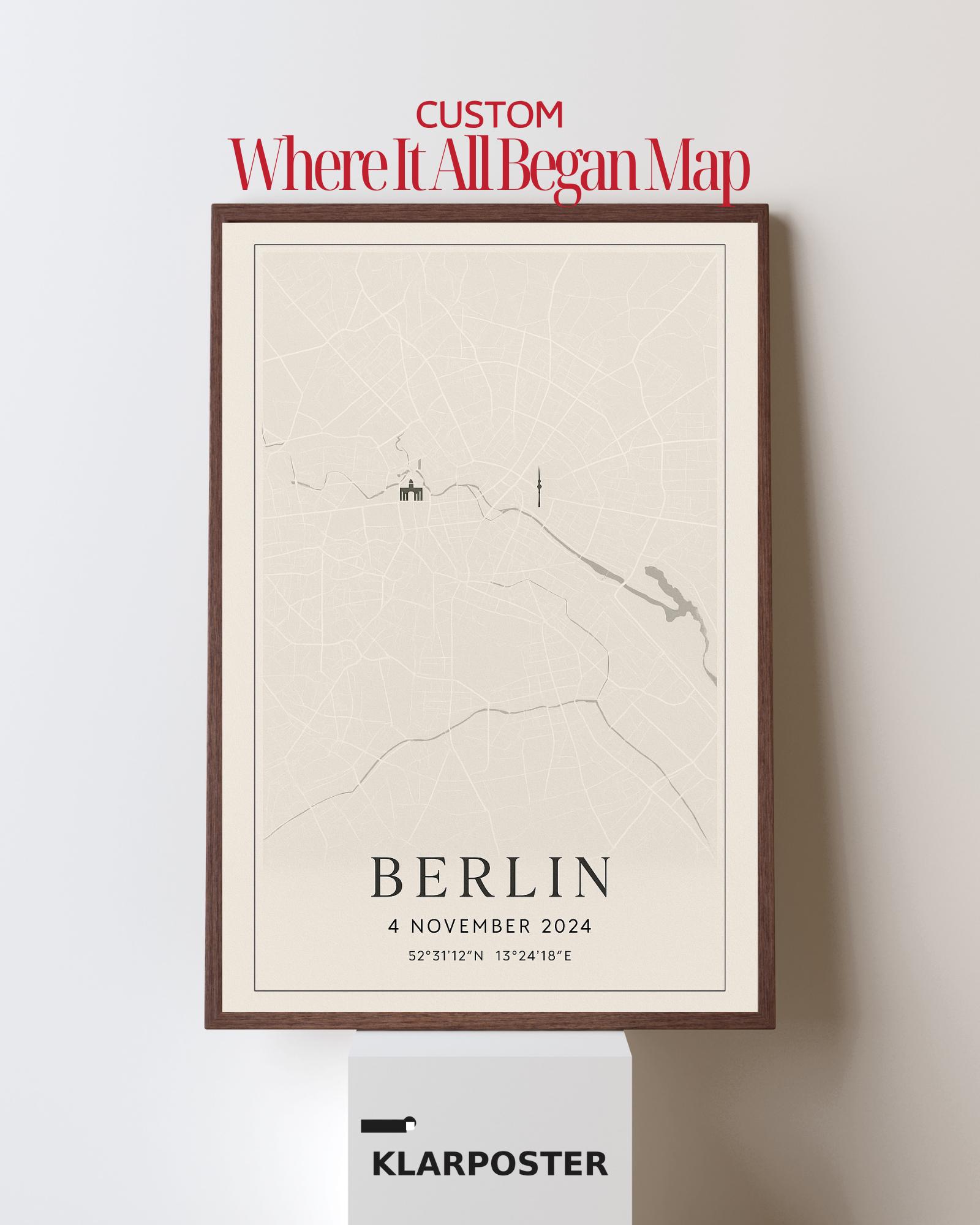 Custom Where It All Began Map – Personalized Couple Print, Minimalist ...