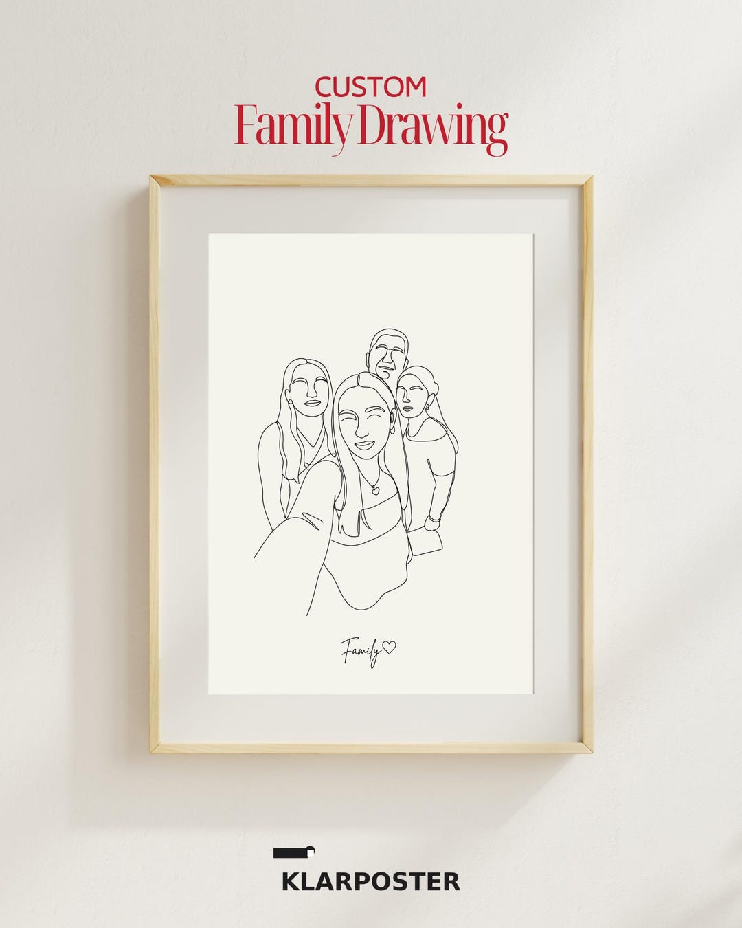 Custom One Line Family Portrait – Minimalist Digital Drawing From Photo ...