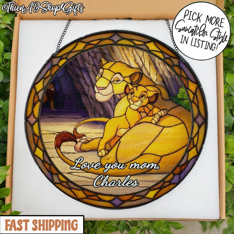 Personalized Lion King Stained Glass Suncatcher, Simba Mom Decor ...