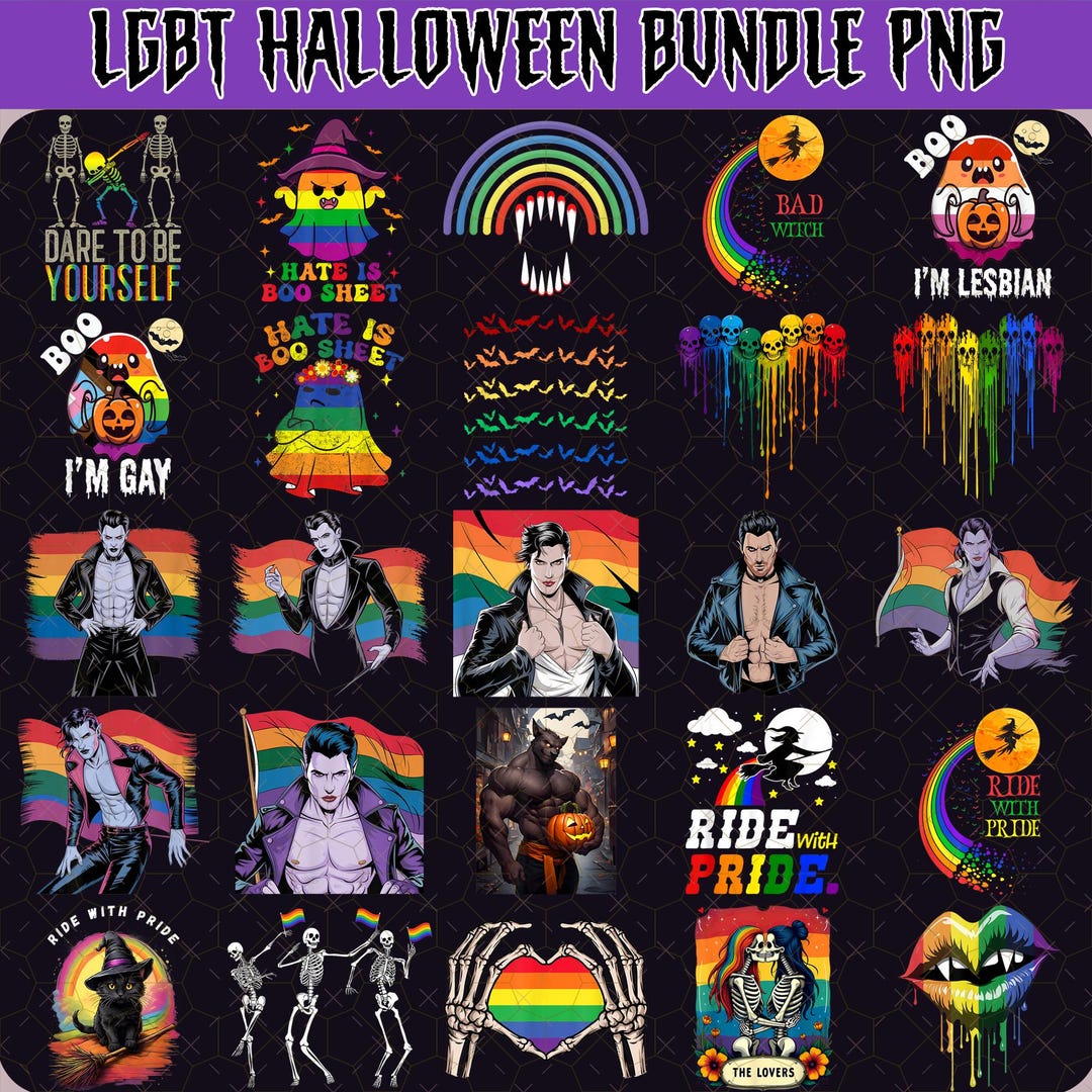Rainbow Ghost Halloween Png Bundle, Spooky and Proud Png, LGBT Pride ...