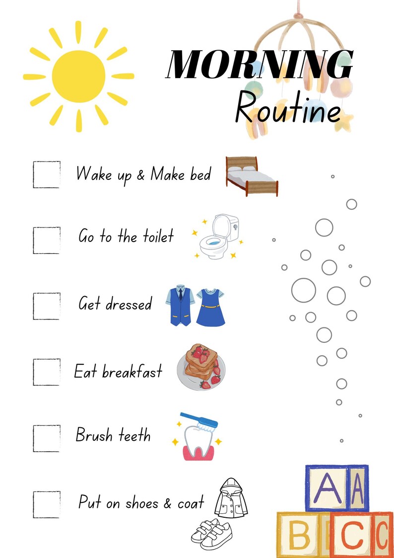 Kids Routine and Chore Charts Bundle | Morning + Bedtime + Reward ...
