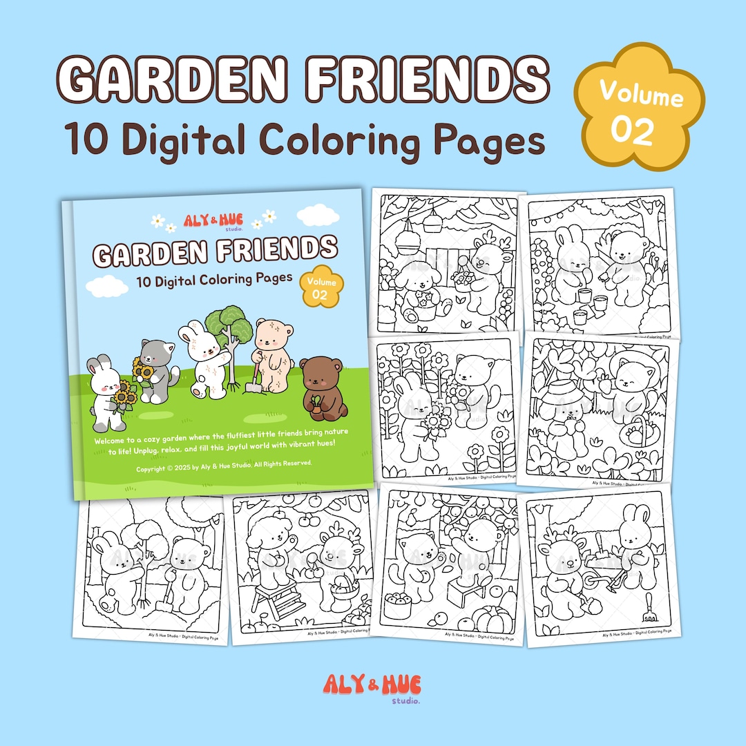 Kawaii Garden Animal Coloring Pages: Springtime Fun (PDF Download) - Etsy