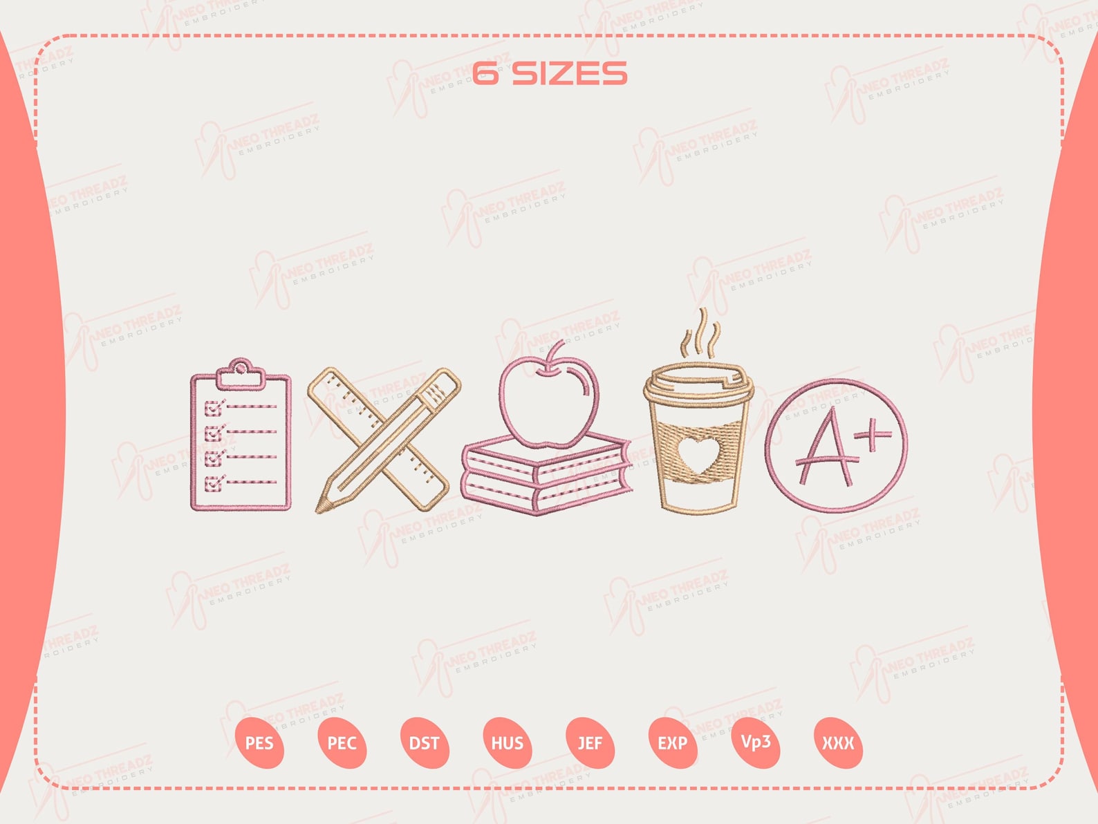 Teacher Embroidery Design, Education Icon Line Art, School Appreciation ...