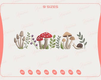 Whimsical Forest Mushroom Border Embroidery Design, Woodland Mushroom ...
