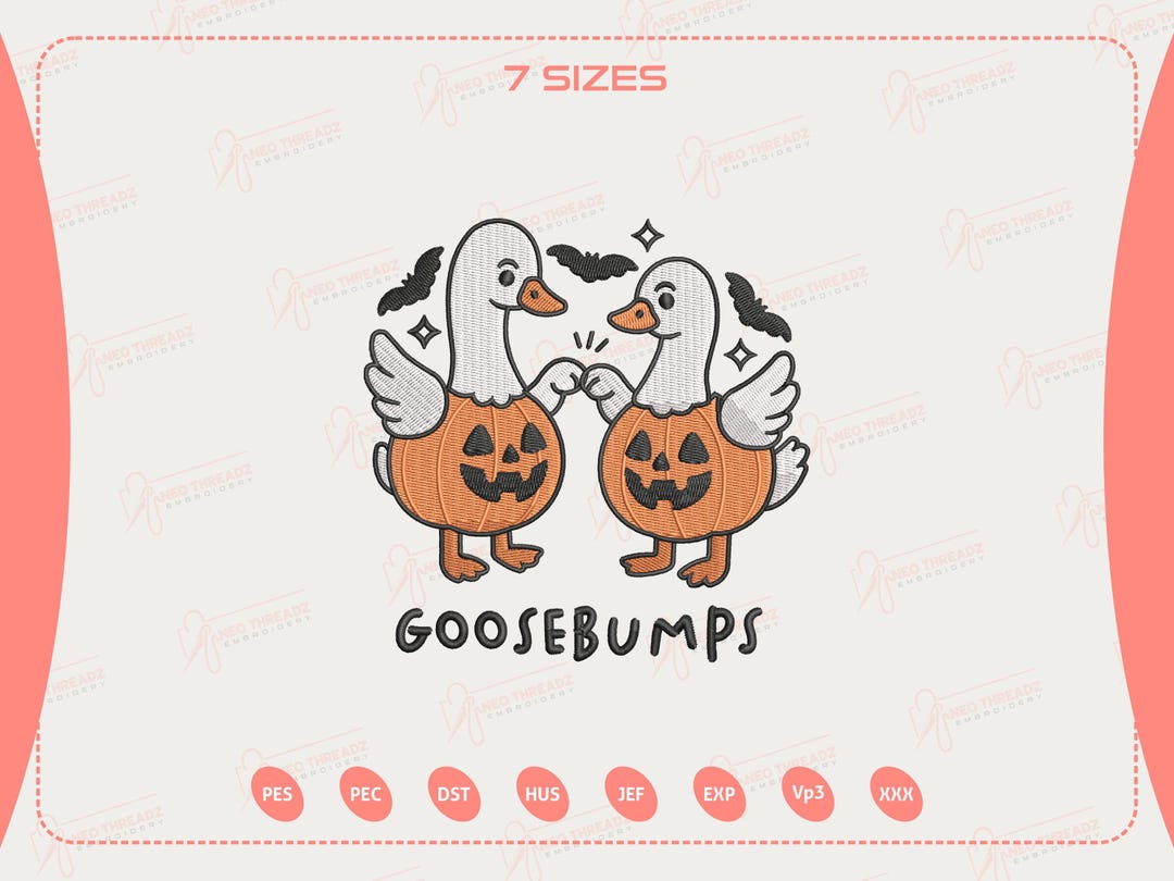 Goose Bumps Embroidery Design, Funny Goose Embroidery Design, Halloween ...