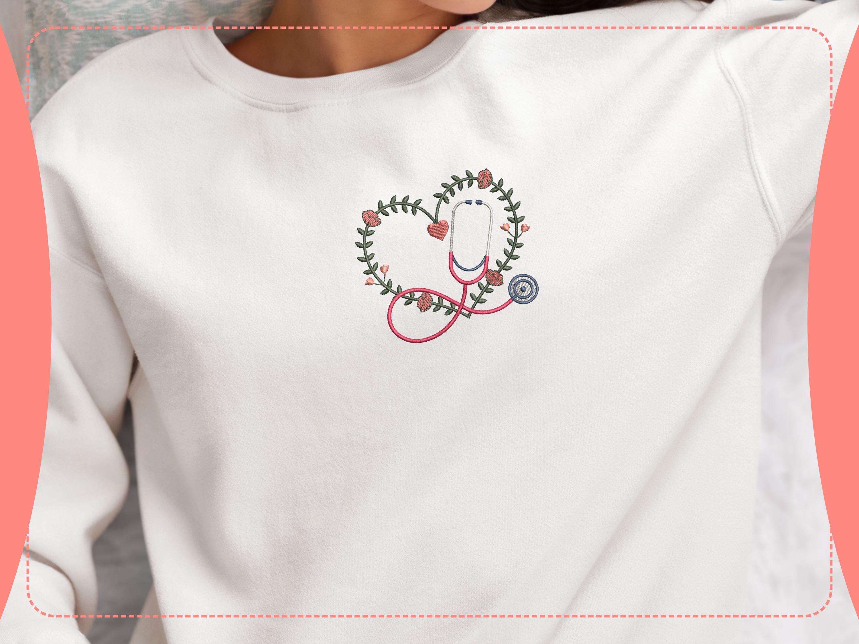 Nurse Stethoscope Bundle Embroidery Design, Floral Bow Coquette ...