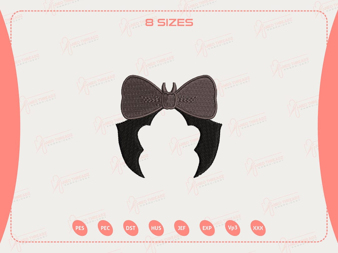 Coquette Bat Embroidery Design, Cute Halloween Bat With Bow, Girly ...