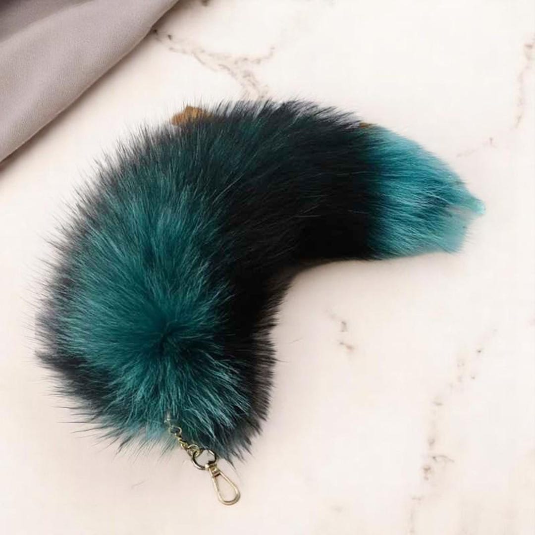 Plush Fox Tail Keychain – 28cm Furry Raccoon Tail Bag Charm & Key Ring ...