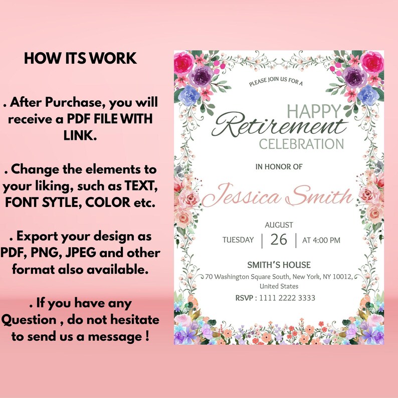 Editable Retirement Party Invitation Template: Canva DIY (5x7) (digital ...