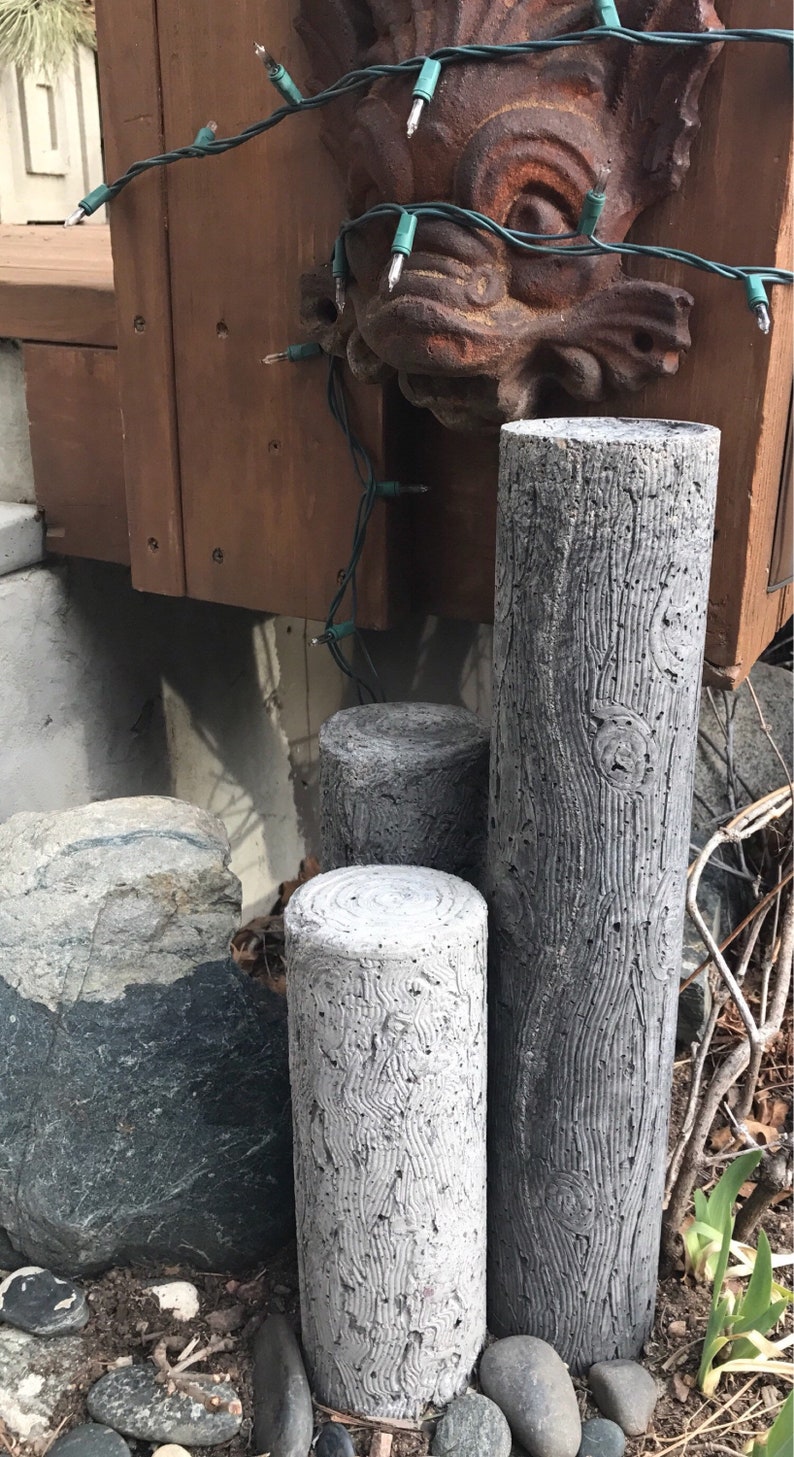 Custom Concrete 3 Logs Garden Folly Art Sculpture Landscape Decor ...