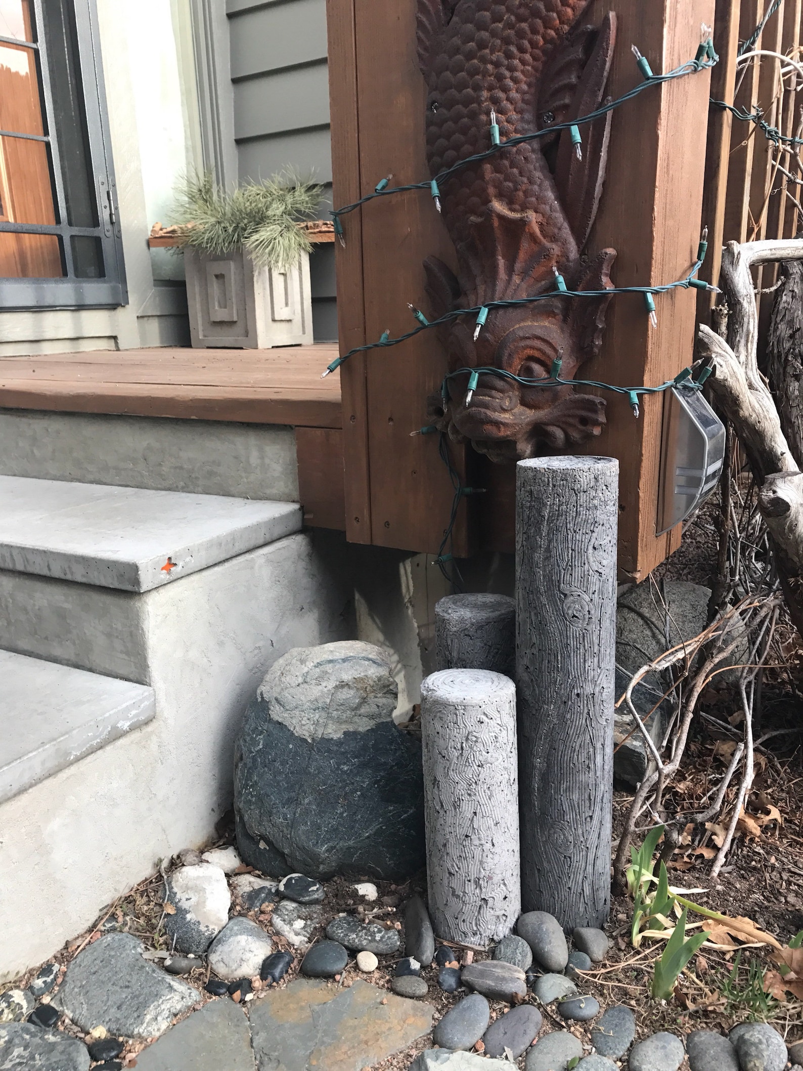Concrete Log Sculpture Garden Folly Art Yard Art Landscape Decor Whimsy ...