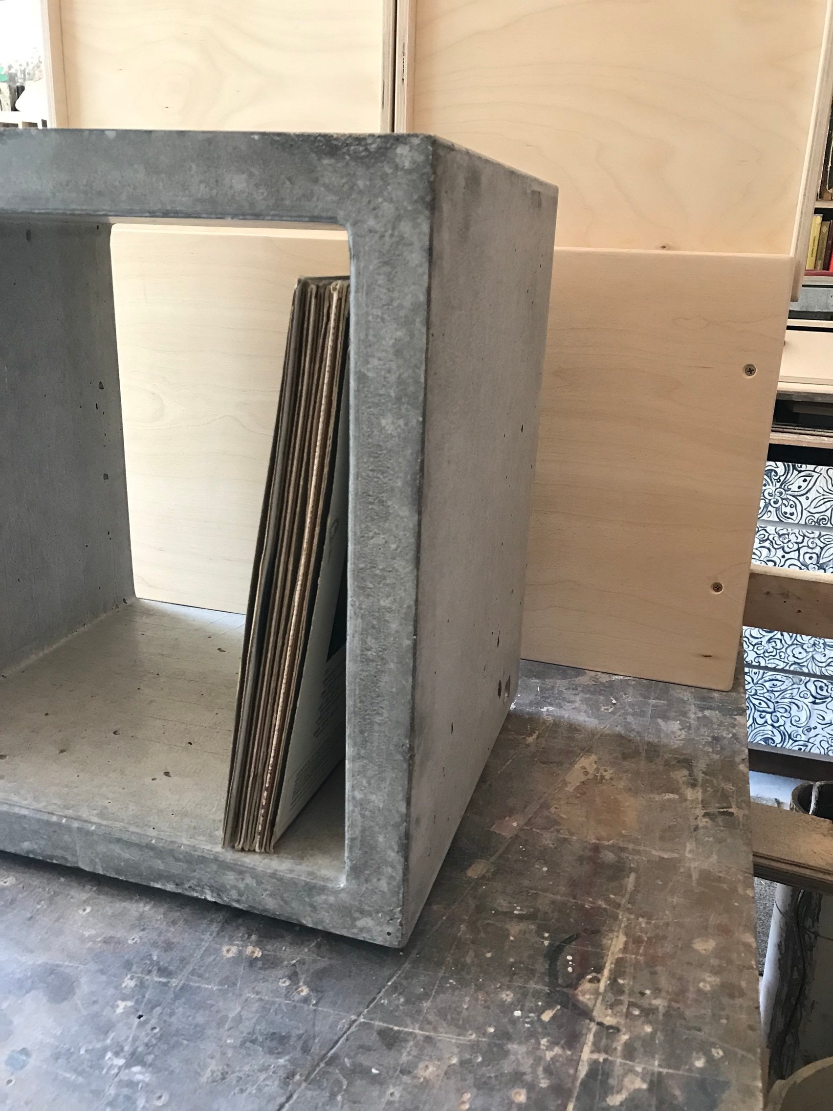 Recycled Glass and Concrete Record Storage Cube LP Vinyl Holder, by JJL ...