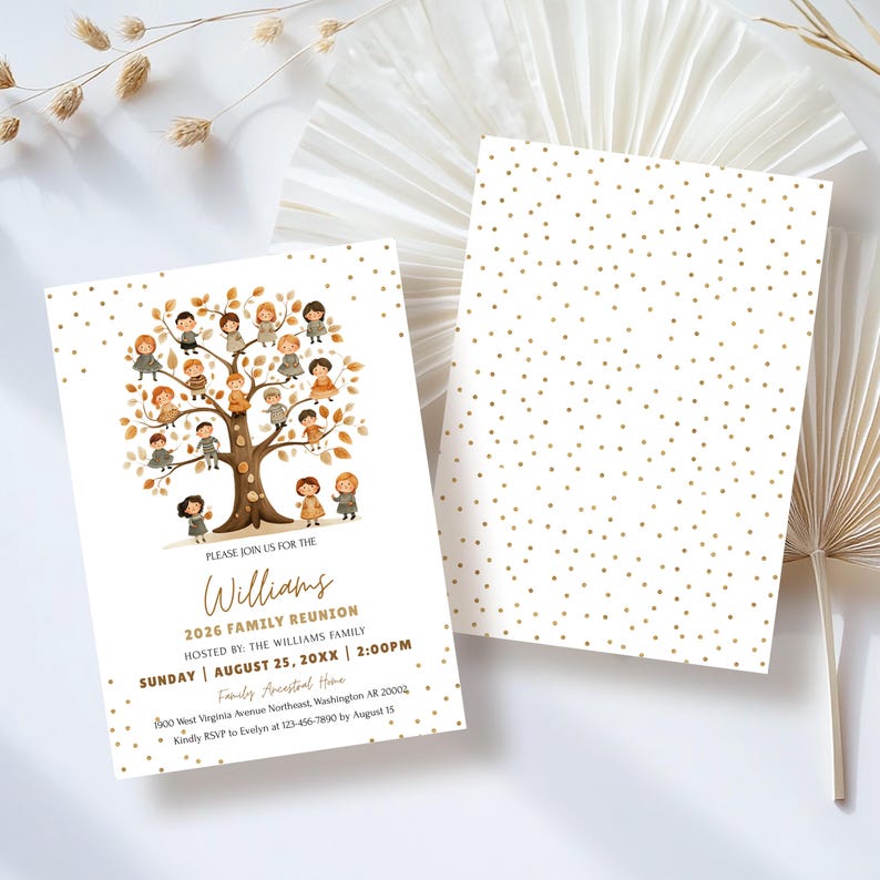 Fun Family Reunion Invitation Template, Cute Familys Tree Design ...
