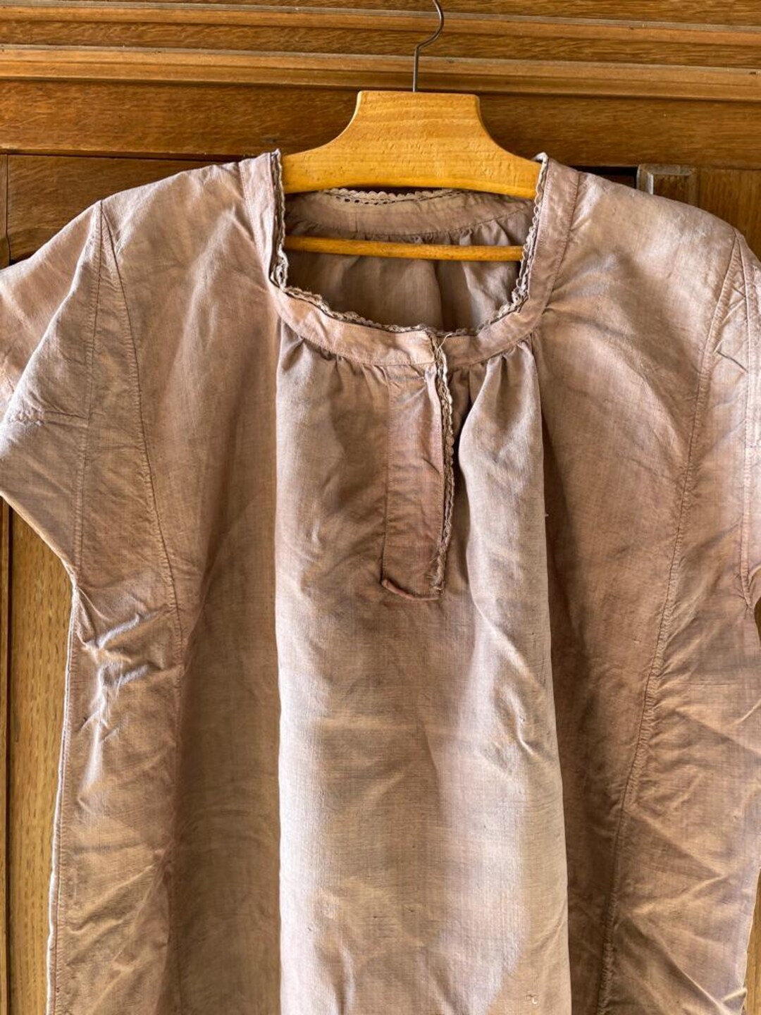 Vintage French Tunic Dress Linen Dress Smock Taupe Textile - Etsy