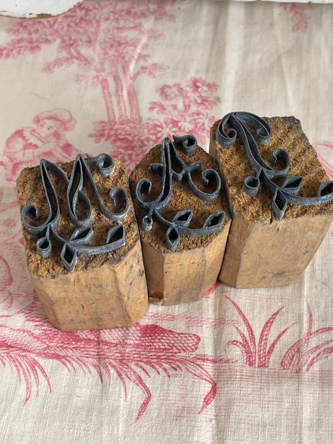 Antique French Fabric Stamps Initial Gothic Monogram Alphabet Printing ...