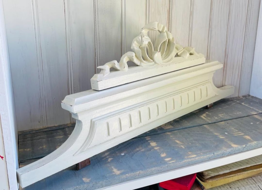 Antique Vintage French Wood Furniture Pediment. Armoire Door Mirror ...