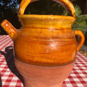 Vintage French Olive Oil Pitcher Crock Glazed Earthenware Provencal Oil ...