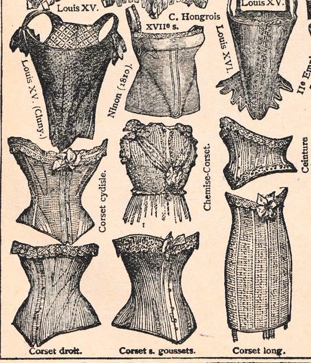 Antique 1920s French Print Corsets Paris Underwear Moulin Rouge ...