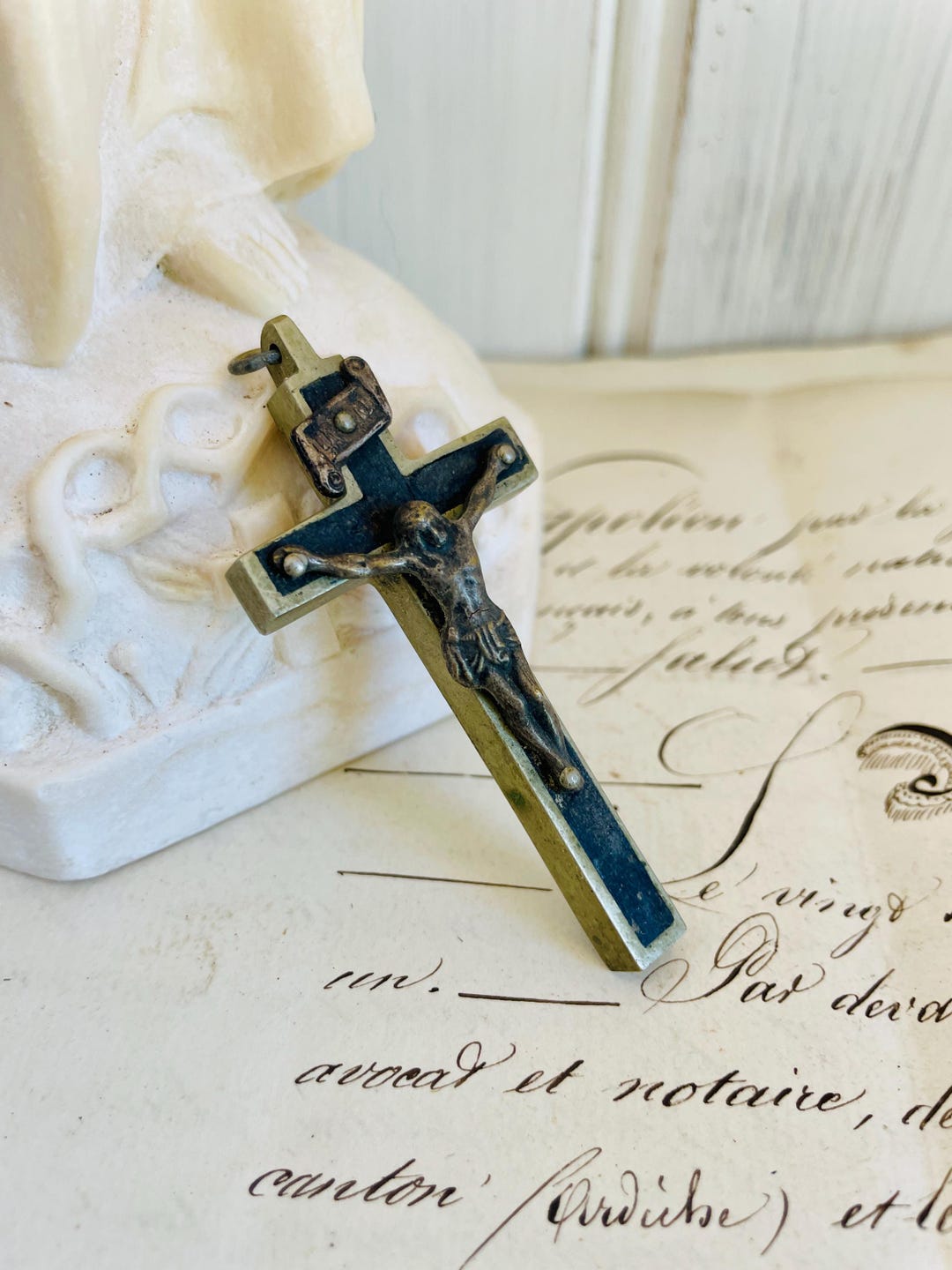 Antique French Cross Wood Chrome Christ Rosary Crucifix - Etsy
