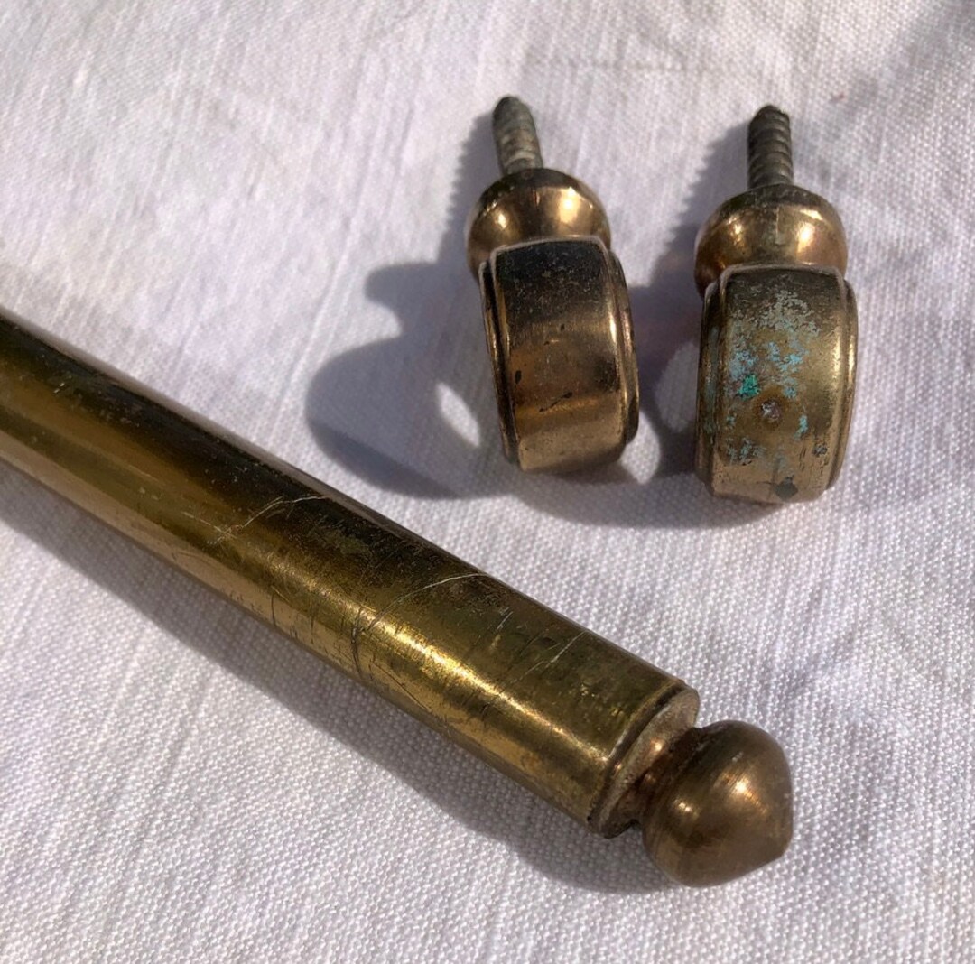 Antique French Brass Curtain Rod Vintage Bistro Pole for Nets or Half ...