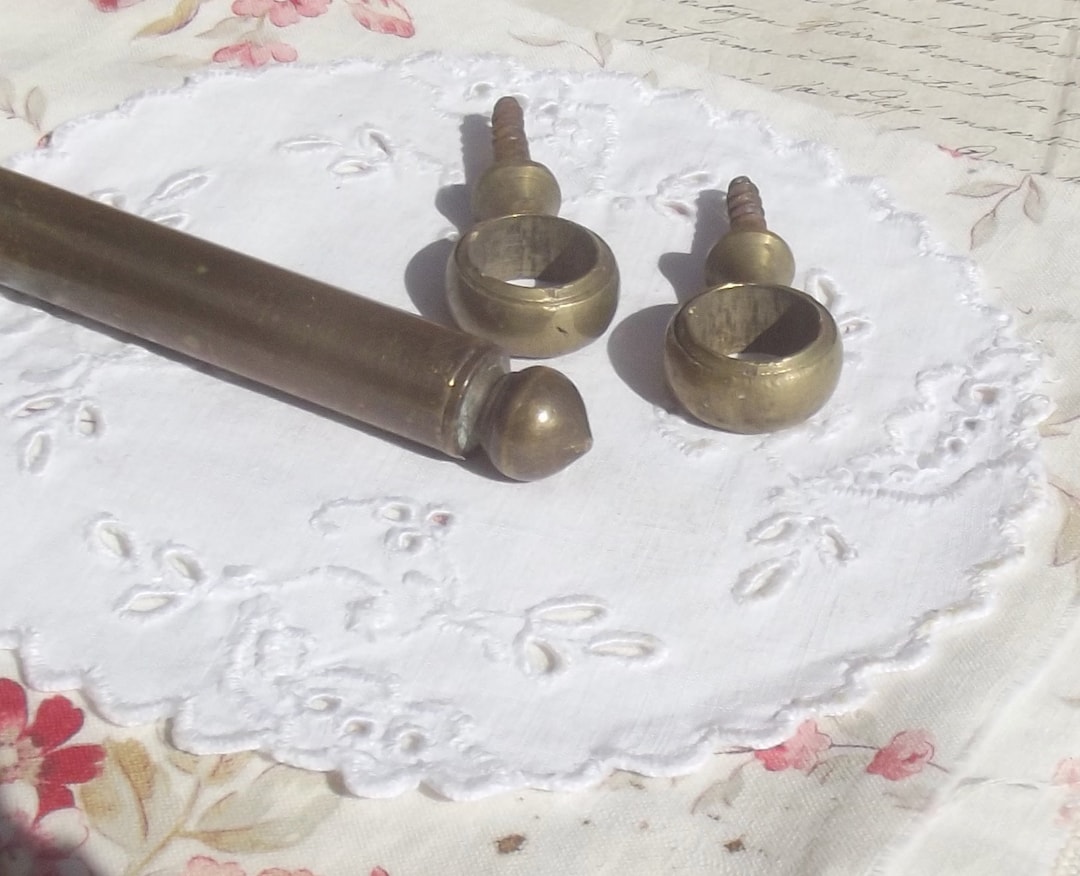 Antique French Brass Curtain Rods Vintage Bistro Poles for Nets or Half ...