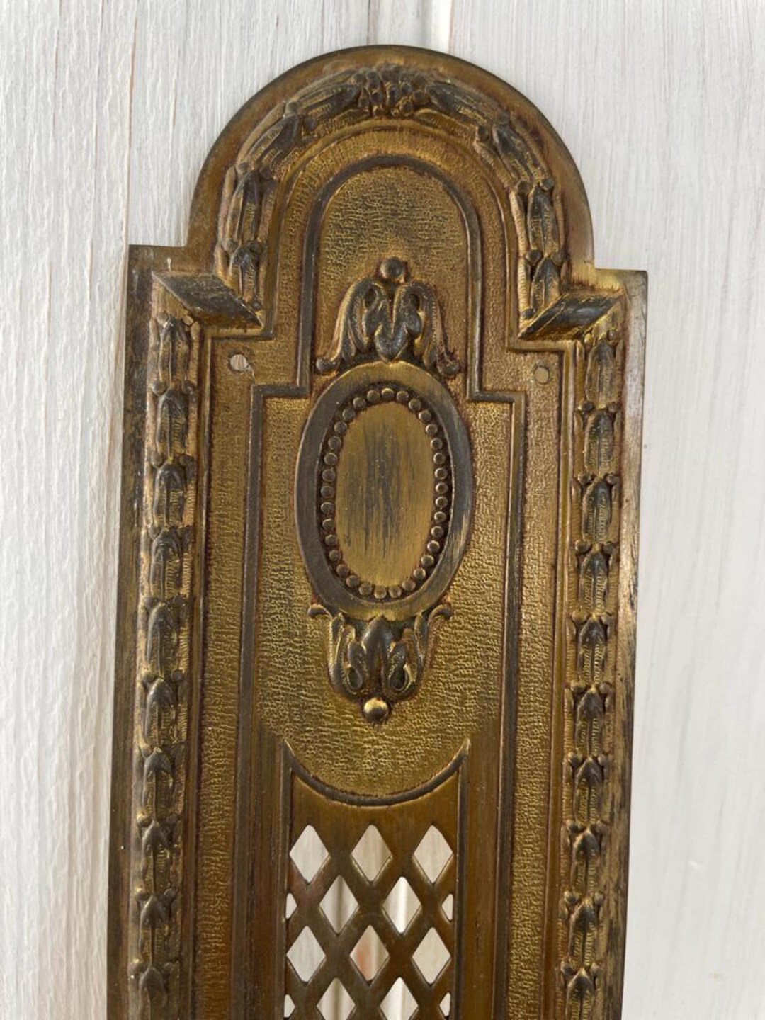 Antique French Finger Plate Door Push Plaque Brass Fretwork - Etsy