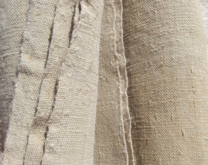 Antique French Rustic Linen Fabric 19th Century Chanvre Hand Woven ...