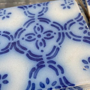 Set of 4 Antique French Tiles Blue White Handmade 19th Century Tiles - Etsy