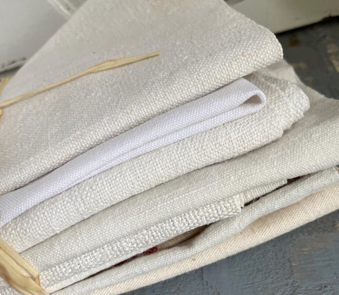 Bundle Antique French Country Linen 19th Century Fabric Blocks Chanvre ...