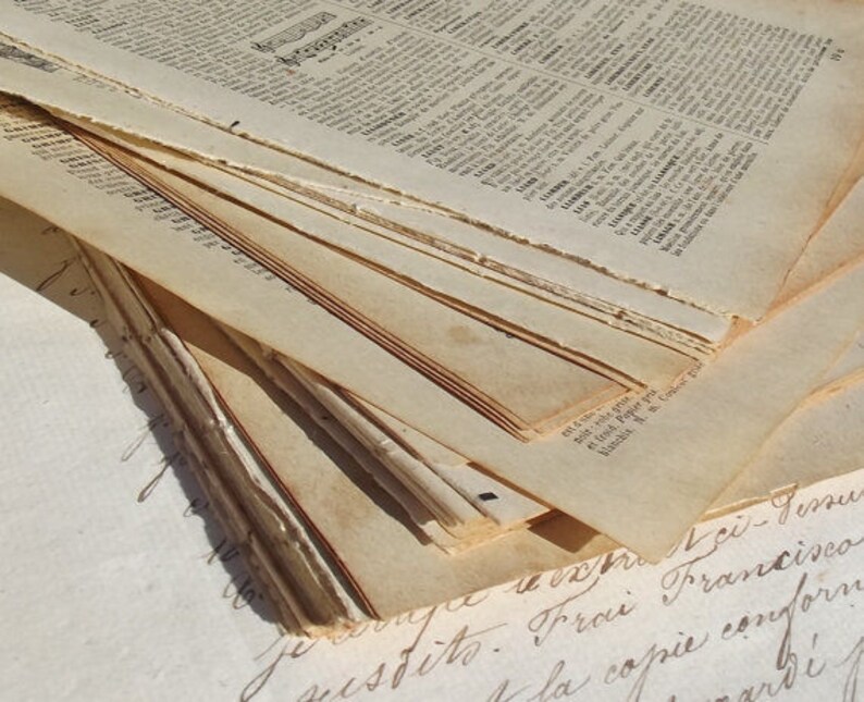 Bundle Vintage French Book Pages Illustrated Dictionary Aged 1930s ...