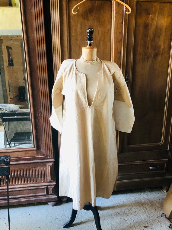 Antique French Farming Smock Museum Quality Hemp Line… - Gem