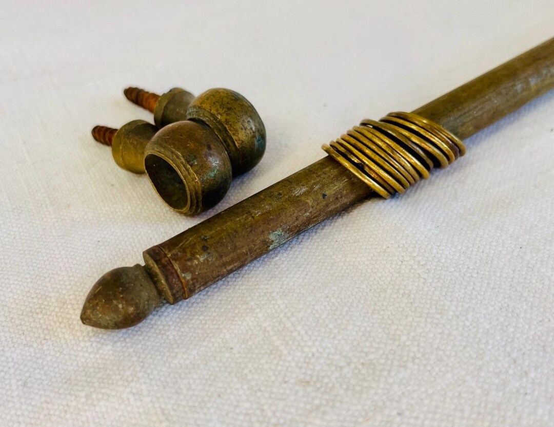 Antique French Brass Rod Cafe Pole for Sash Curtains Drapes Wall ...