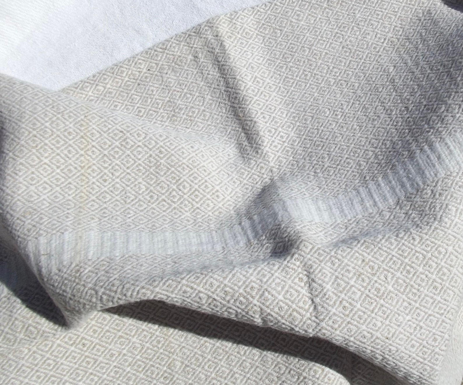 Woven Vintage French Fabric Linen Cloth Textured Basque Country Textile ...
