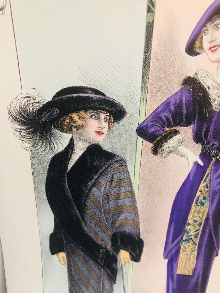 Antique French Print Fashion Plate 1912 Colour Lithograph Chic Paris ...