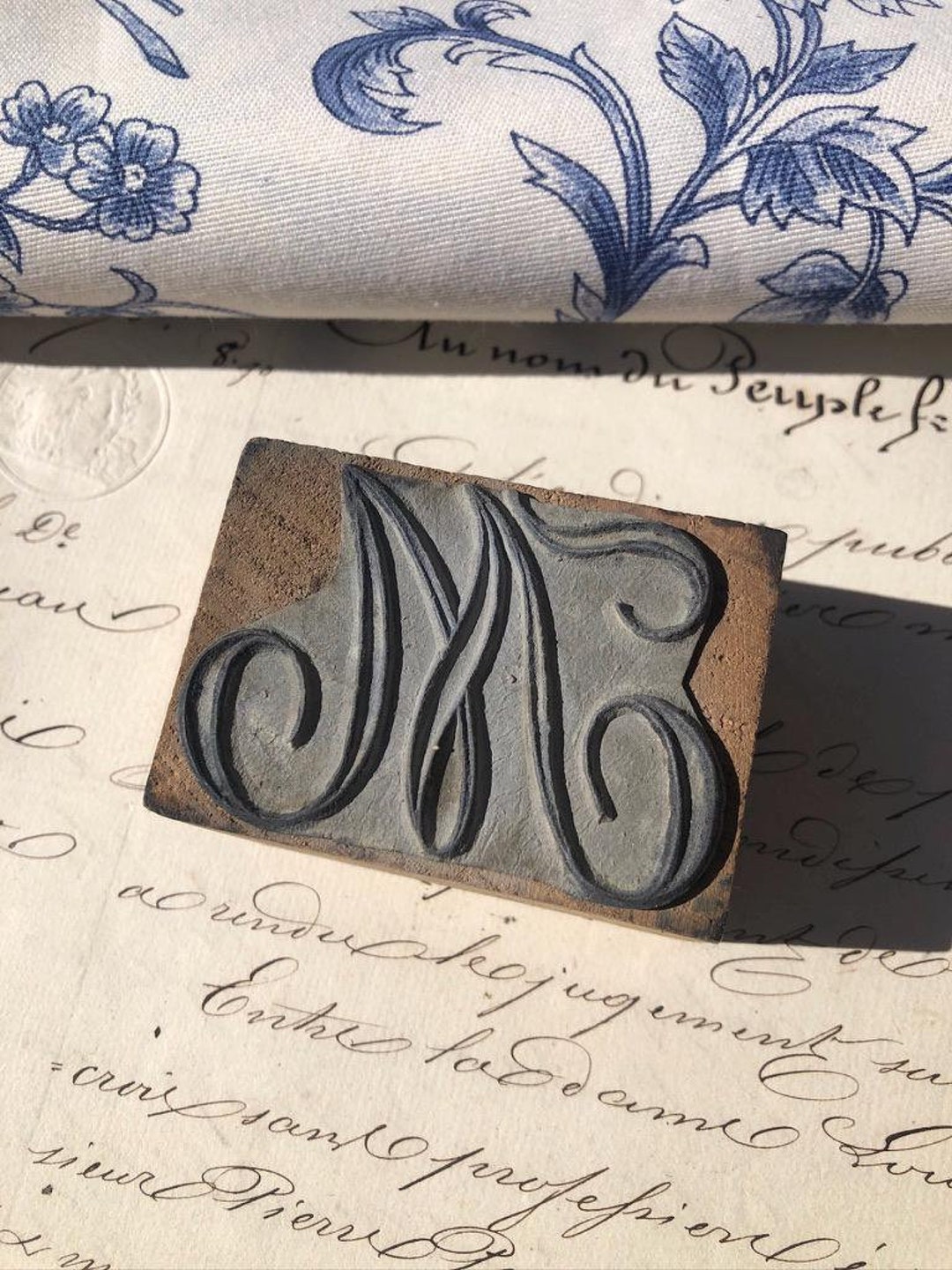 Antique French Monogram Letter M Stamp Fabric Embroidery Trousseau Linen Print - Etsy UK