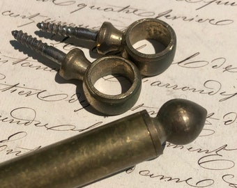 Antique French Brass Curtain Rods Vintage Bistro Poles for Nets or Half ...