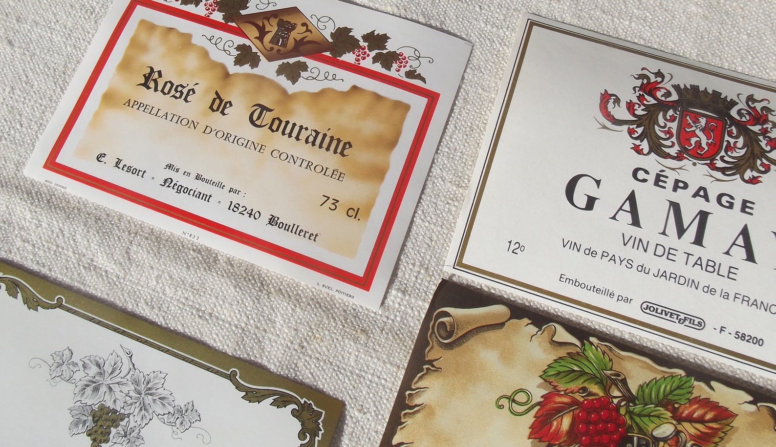 Lot of Vintage French Wine Labels Unused Chateau Domaine - Etsy