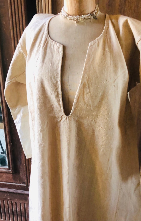 Antique French Farming Smock Museum Quality Hemp Line… - Gem