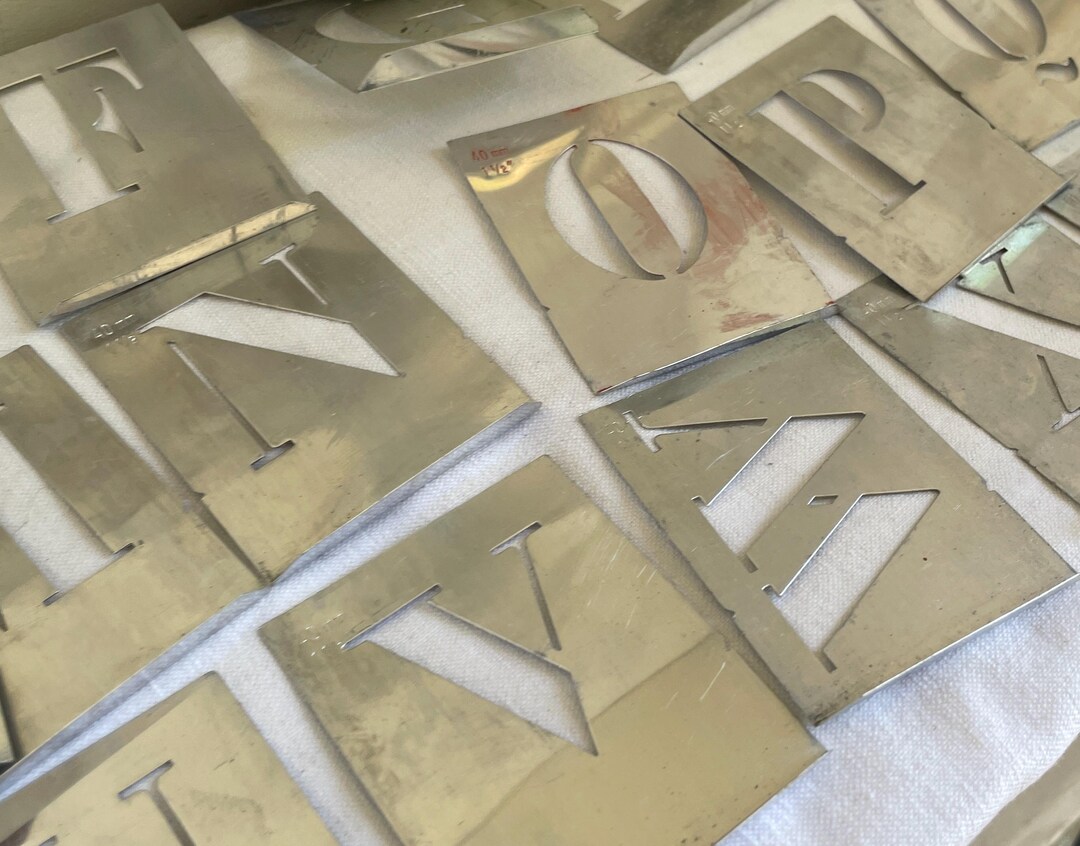 Set Antique French Letter Stencil Initial Monogram Metal Alphabet ...