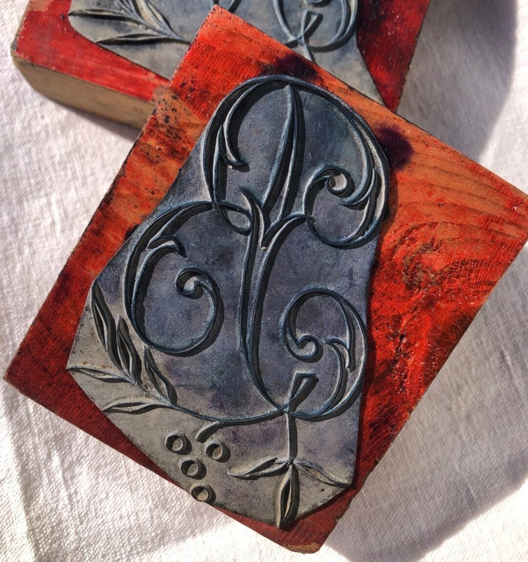 Antique French Monogram Letter B Stamp Fabric Embroidery Trousseau ...